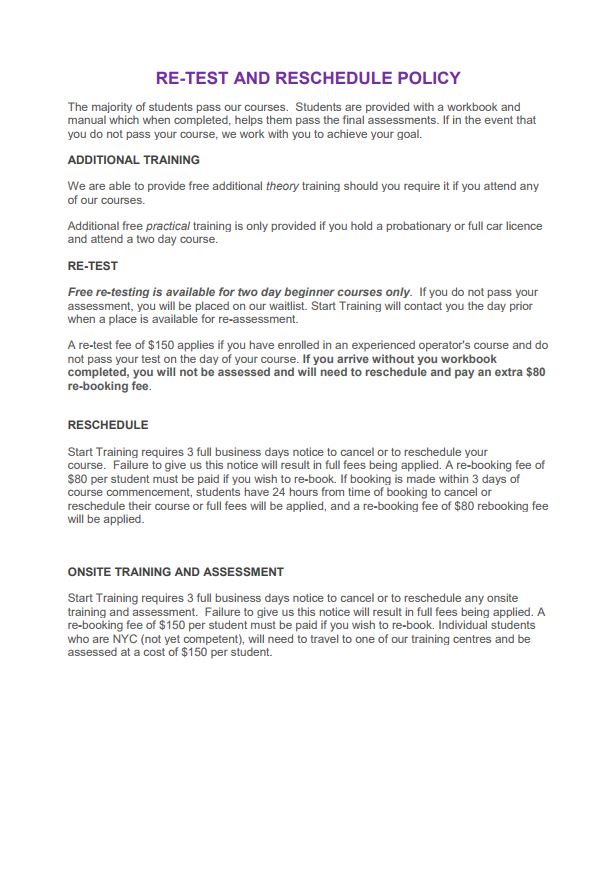 Information For Students | Forklift Training Melbourne | Start Training